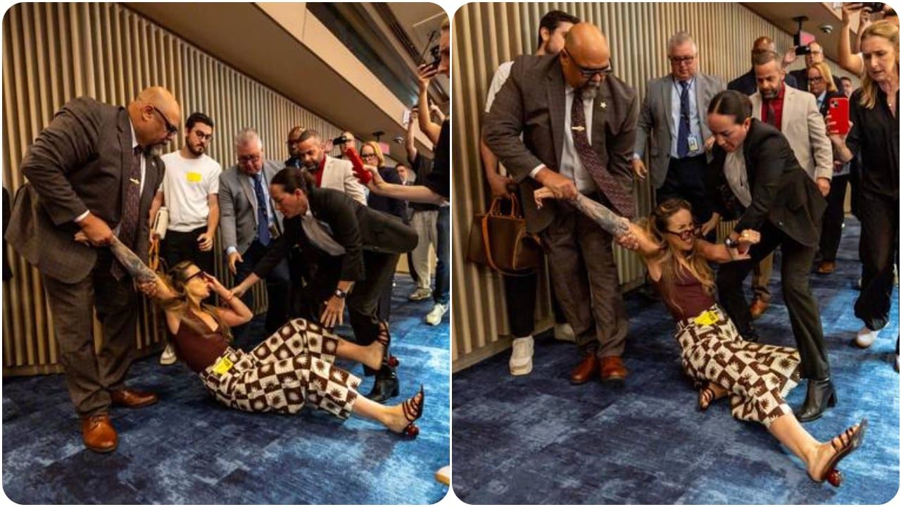 VIDEOS: El violento momento en el que arrestan a una mujer en medio de ...